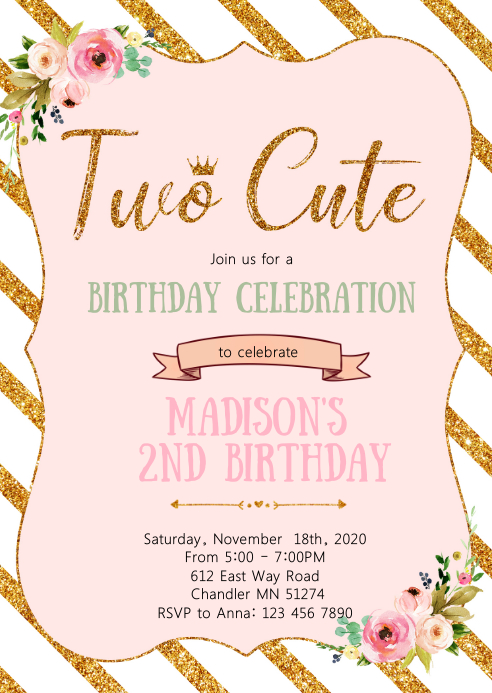 Copy of I'm two cute birthday party invitation | PosterMyWall