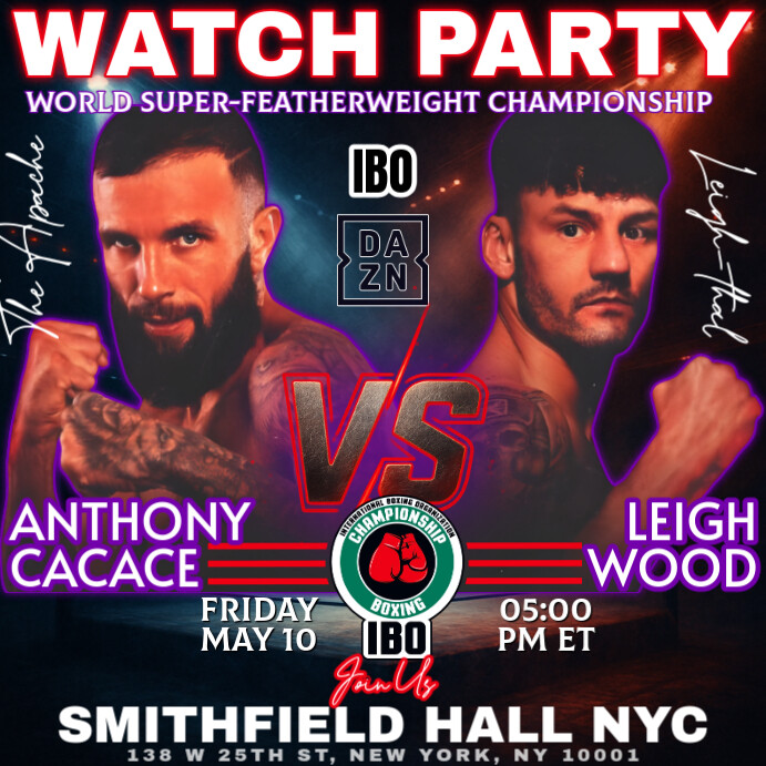 IBO World Super-Featherweight Championship: Cacace vs Wood Watch Party ...