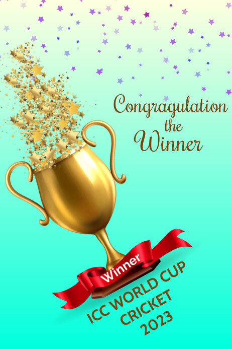 ICC World Cup congratulation the winner Template | PosterMyWall