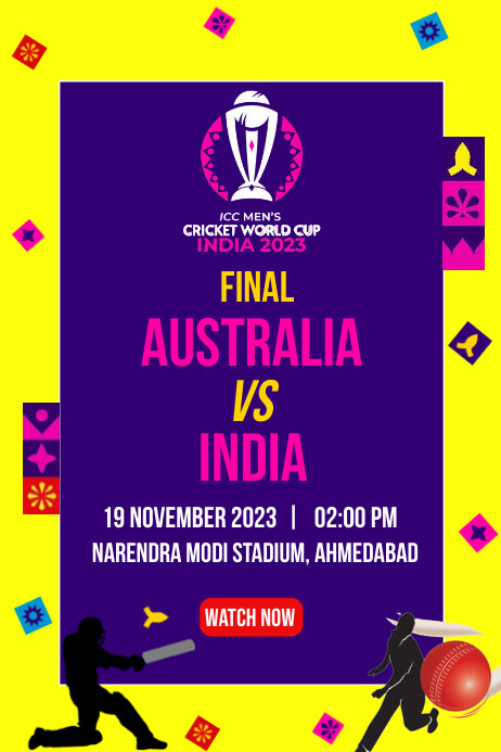 Icc World Cup India Vs Australia Poster Template Postermywall