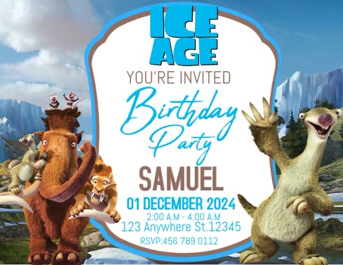 Plantilla de Ice age | Birthday Invitation | PosterMyWall