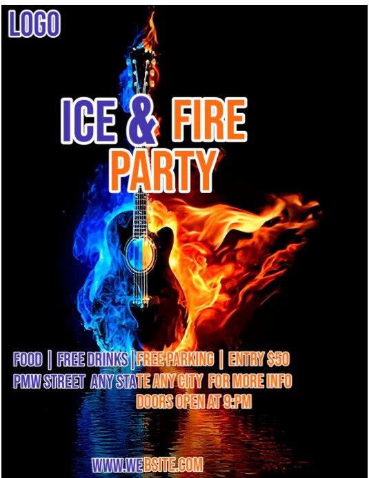 Ice and fire party flyer Template | PosterMyWall