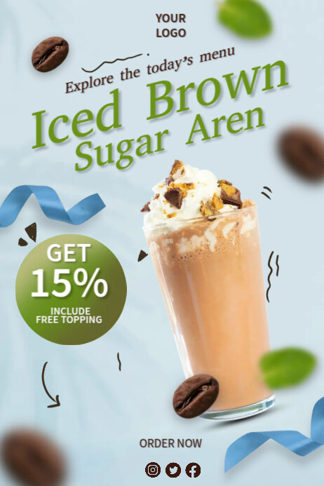 Ice Brown Coffee Menu Template | PosterMyWall