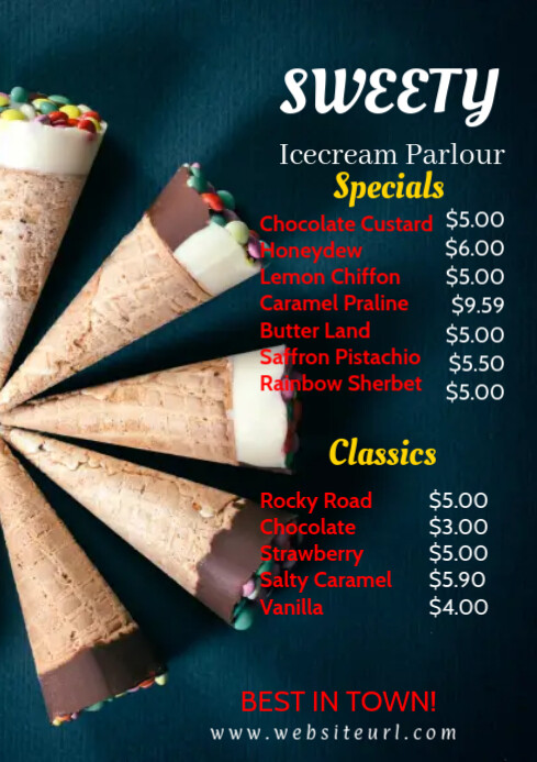 ice cream ,event, summer, menu Template | PosterMyWall