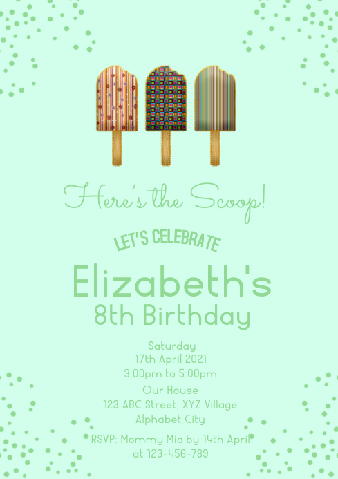 Ice Cream Birthday Invitation Template | PosterMyWall