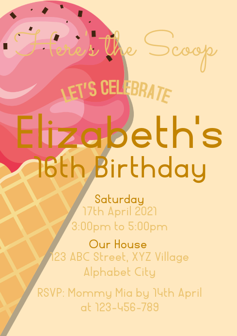 Ice Cream Birthday Invitation Template | PosterMyWall