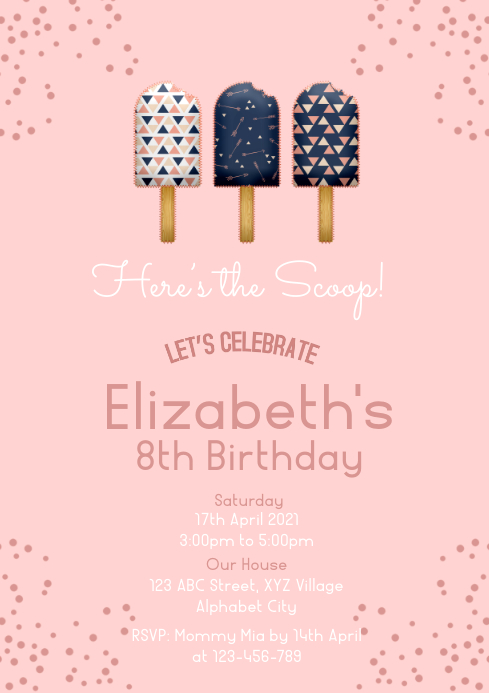 Ice Cream Birthday Invitation Template | PosterMyWall