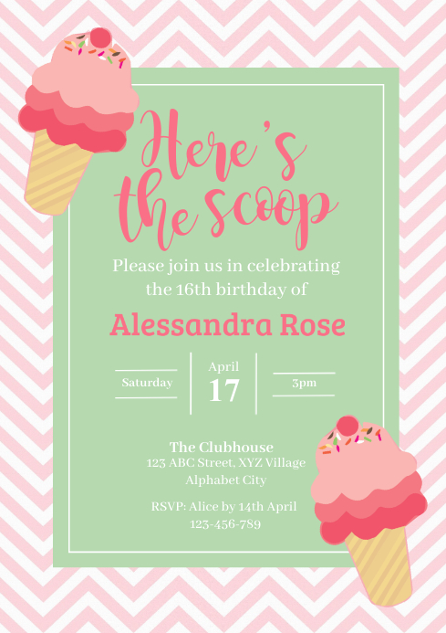 Ice Cream Birthday Invitation Template | PosterMyWall