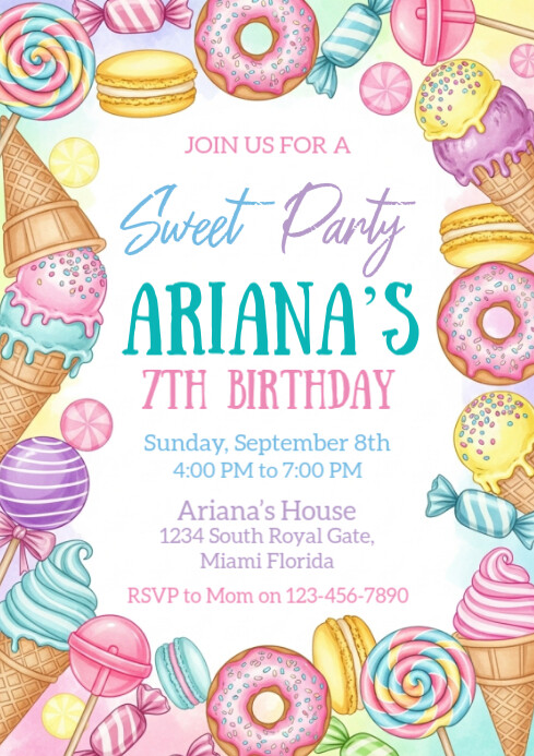 ice cream birthday invitation Template | PosterMyWall