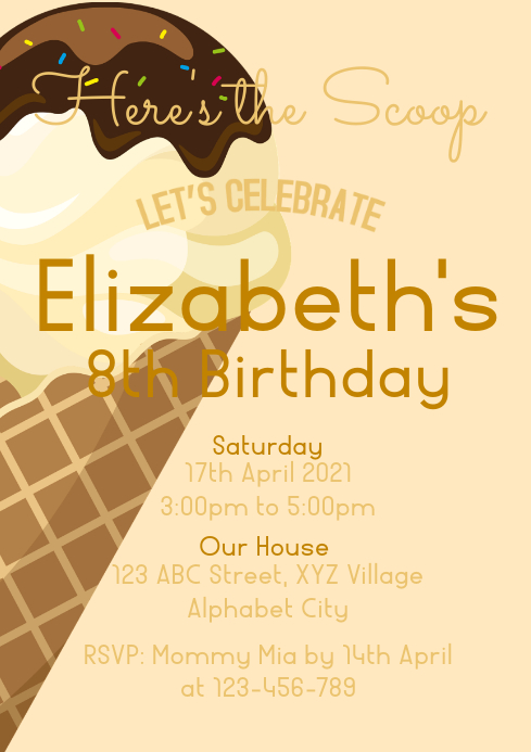 Ice Cream Birthday Invitation Template | PosterMyWall