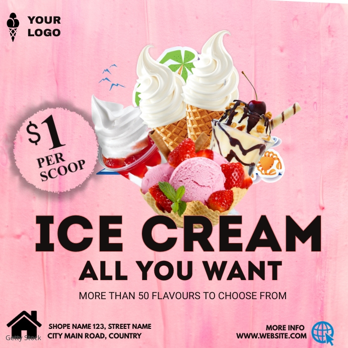 Ice Cream Printable Flyers Retro Ice Cream Poster Template Template