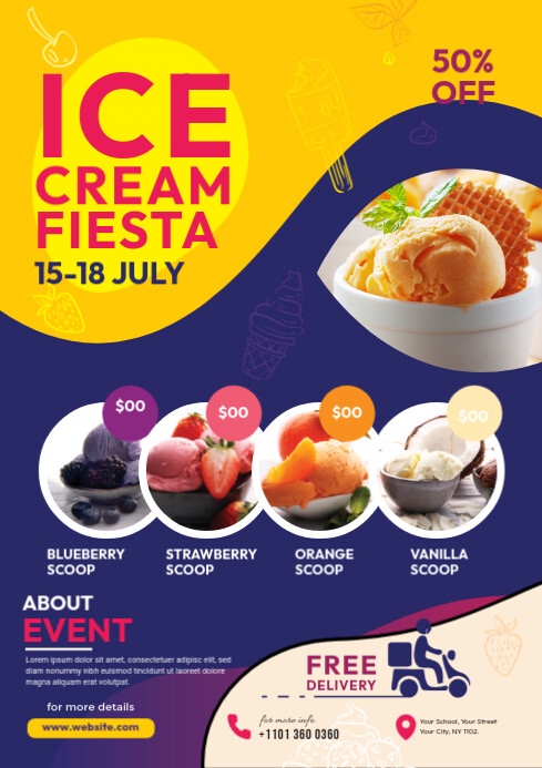 Ice cream flyer Template | PosterMyWall