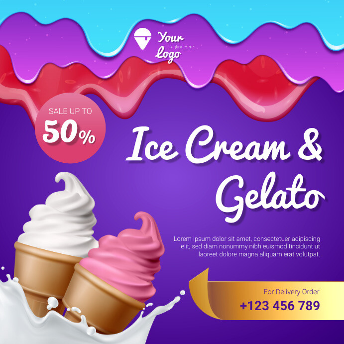 Ice Cream Food Social Media Poster Template | PosterMyWall