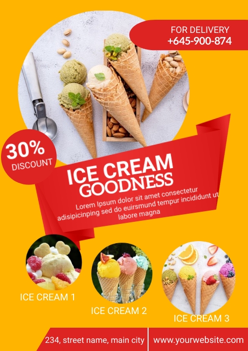 ice cream menu flyer Templat | PosterMyWall