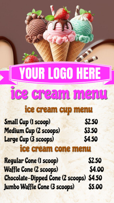 ice cream menu flyer Template | PosterMyWall