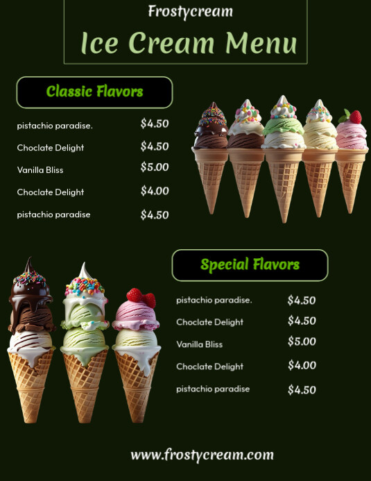 Copy of Ice cream Menu flyer | PosterMyWall