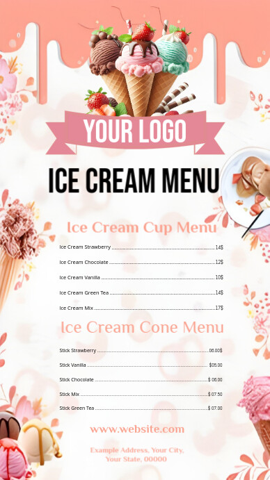 Ice Cream Menu Instagram Story Template | PosterMyWall