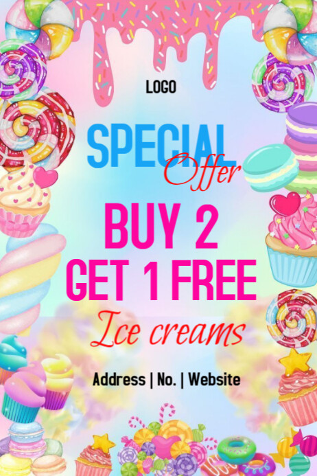 Ice Cream Offer Poster Template | PosterMyWall