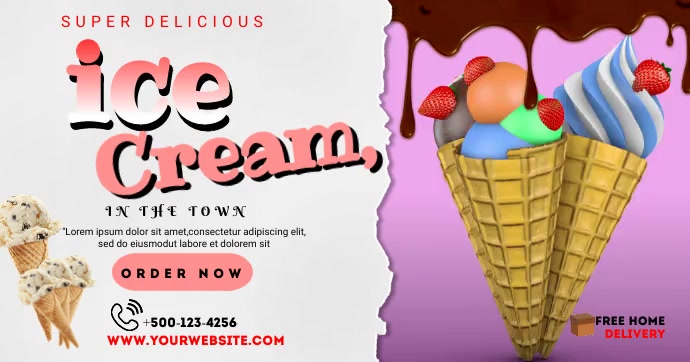 Ice Cream Parlor Facebook Post Design Template | PosterMyWall