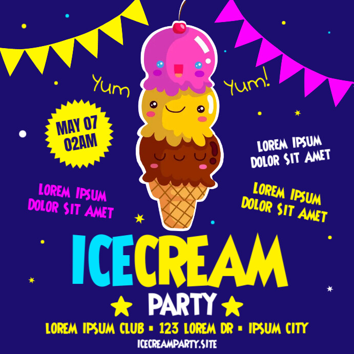 Copy of ICE CREAM PARTY BANNER | PosterMyWall