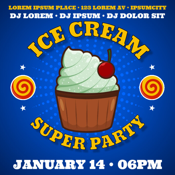 ICE CREAM PARTY BANNER Template | PosterMyWall