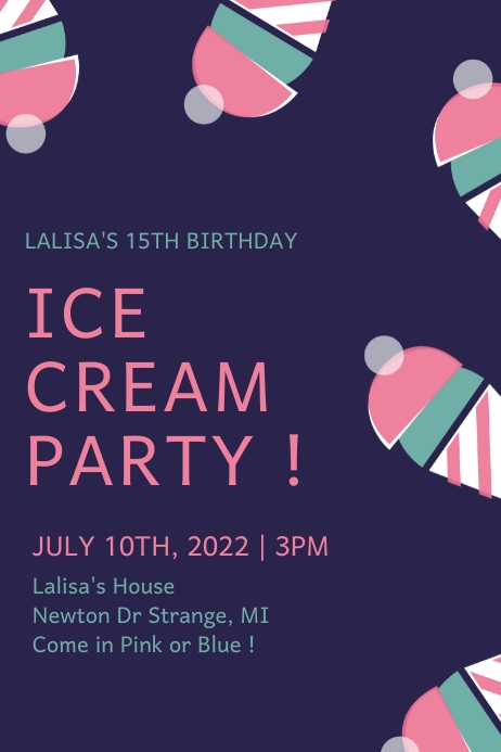 ICE CREAM PARTY Template | PosterMyWall
