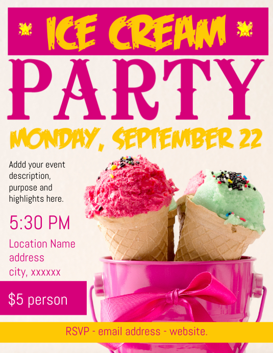 ice cream party Template | PosterMyWall