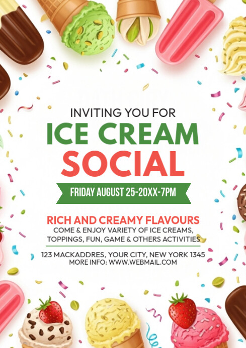 Ice Cream Party Flyer Template | PosterMyWall