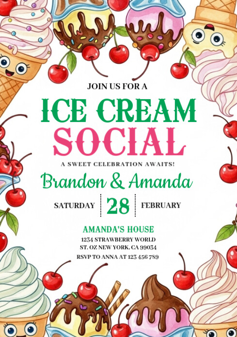 Ice Cream Party Flyer Template | PosterMyWall