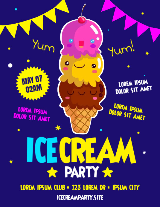 ICE-CREAM PARTY FLYER Template | PosterMyWall