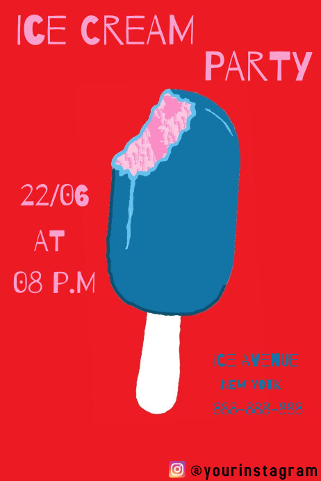 Ice Cream party poster Template | PosterMyWall