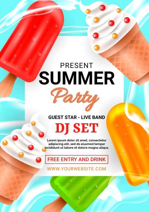 ICE CREAM PARTY TEMPLATE | PosterMyWall