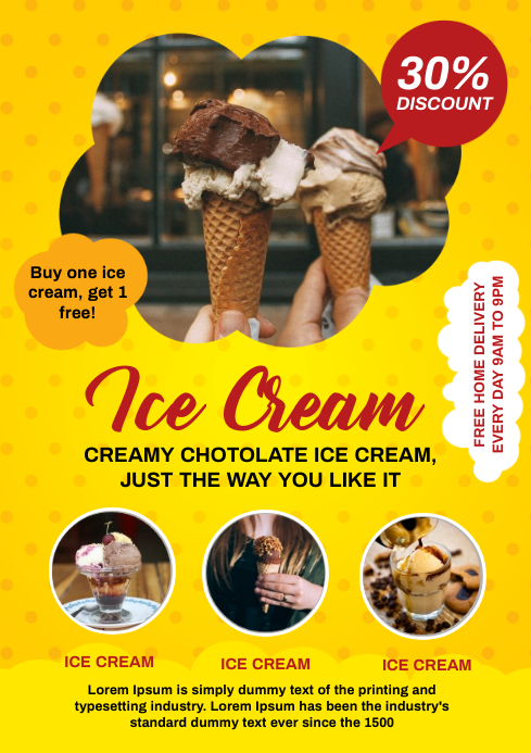 Ice Cream Poster Template | PosterMyWall