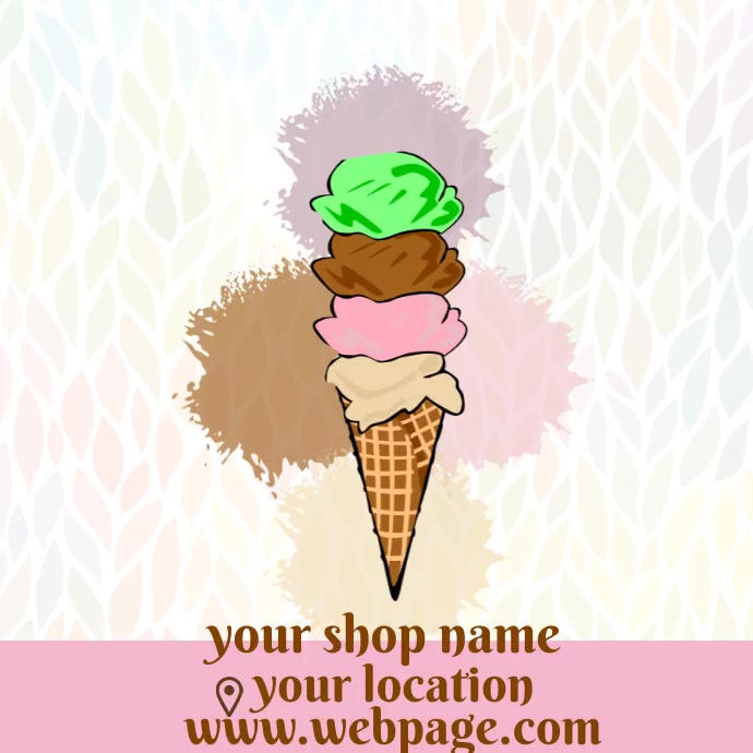 ice cream poster square video Template | PosterMyWall