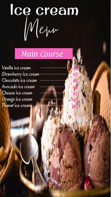 Ice cream price list poster Template | PosterMyWall