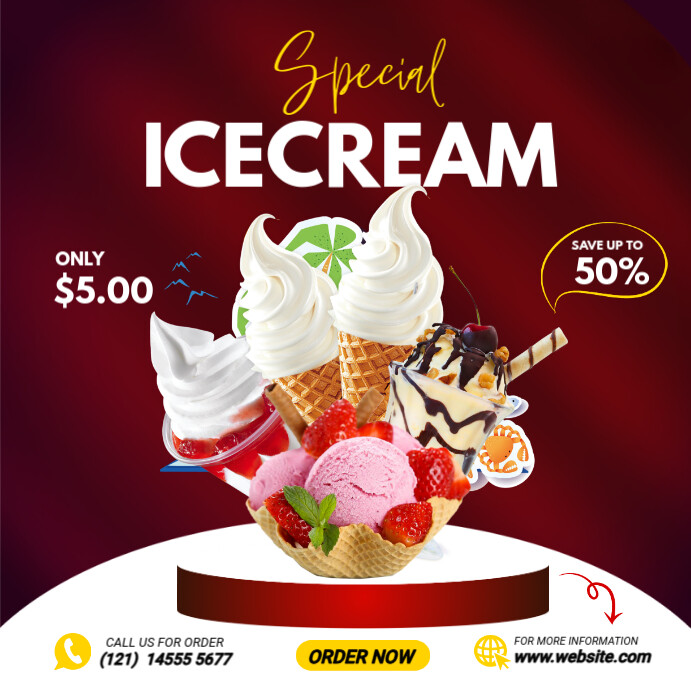 Ice Cream Scoops Instagram Post Template | PosterMyWall
