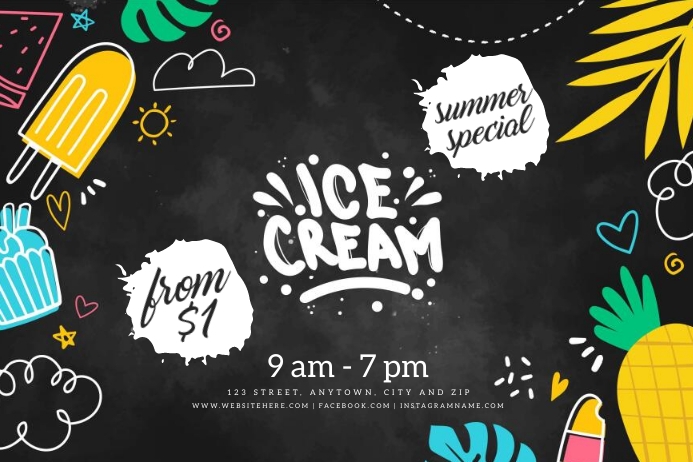 ICE CREAM SHOP AD EVENT Template | PosterMyWall