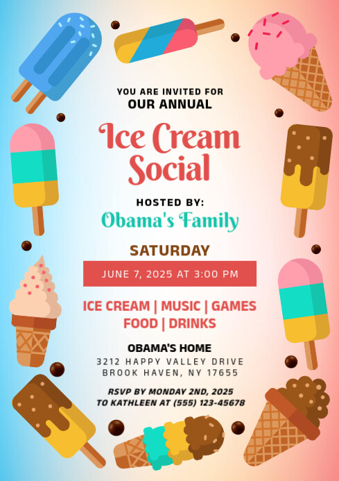 Ice Cream Social Template | PosterMyWall