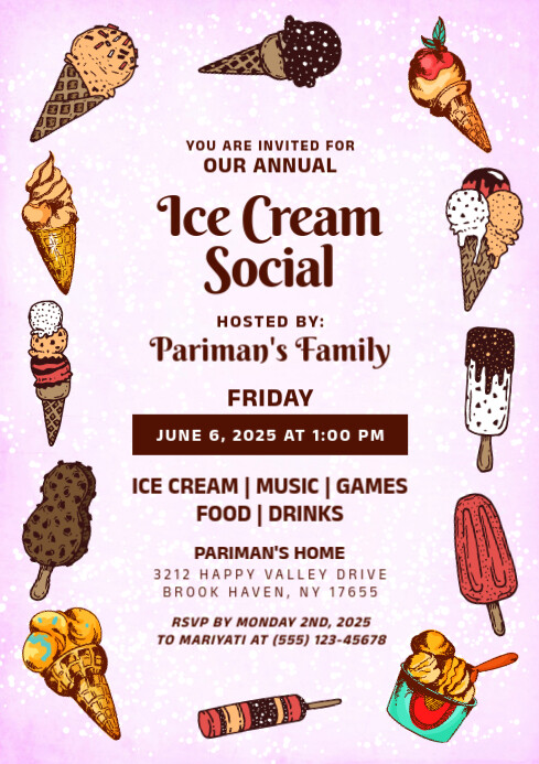 Ice Cream Social Modelo | PosterMyWall