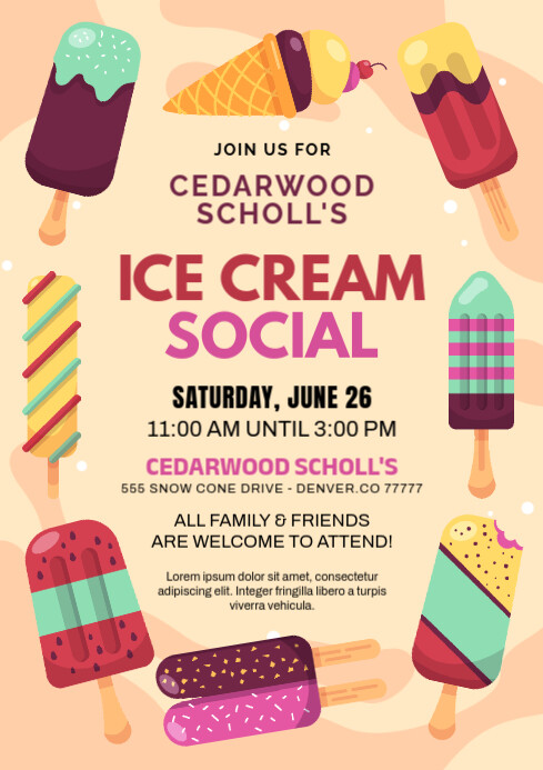 ice cream social Template | PosterMyWall
