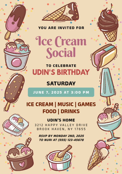 Ice Cream Social Template | PosterMyWall