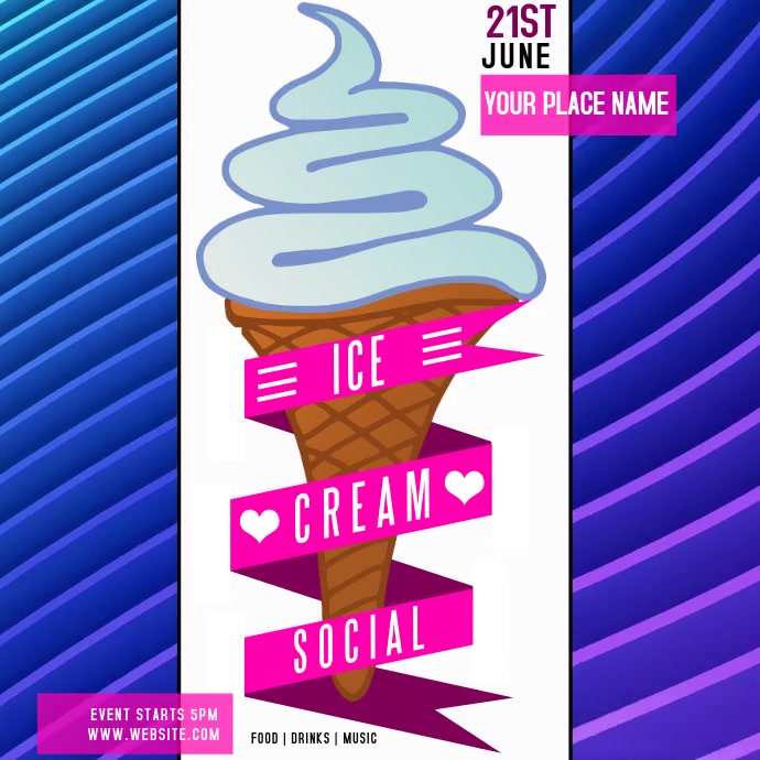 ICE CREAM SOCIAL EVENT FLYER TEMPLATE | PosterMyWall