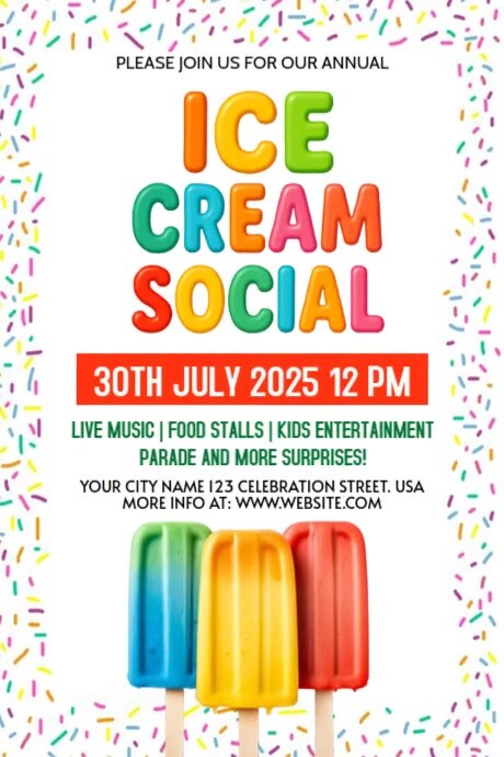 Ice Cream Social Party Celebration Poster Template | PosterMyWall