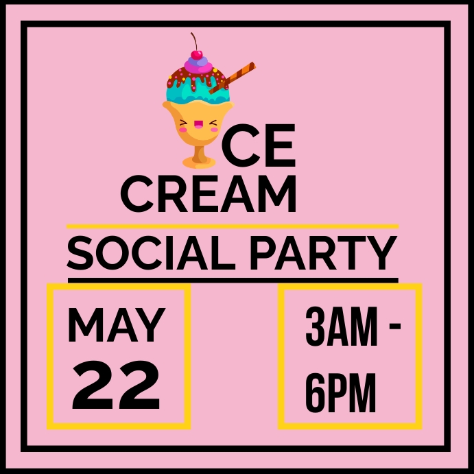 ICE CREAM SOCIAL PARTY Template | PosterMyWall