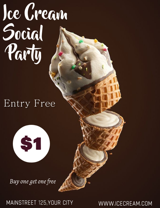 Ice cream social poster Template | PosterMyWall