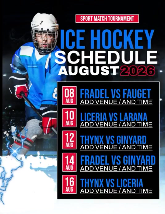 Ice Hockey Game Schedule Template | PosterMyWall