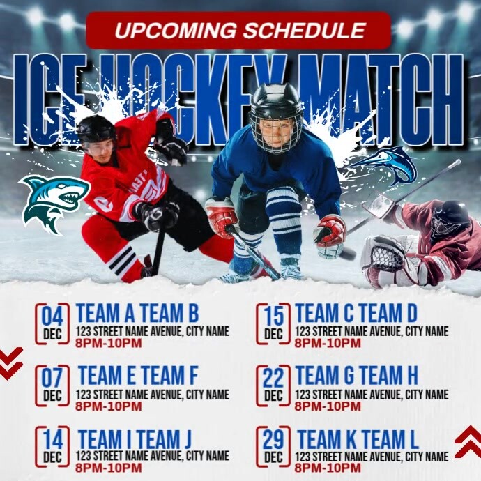Ice Hockey Match Schedule Template | PosterMyWall