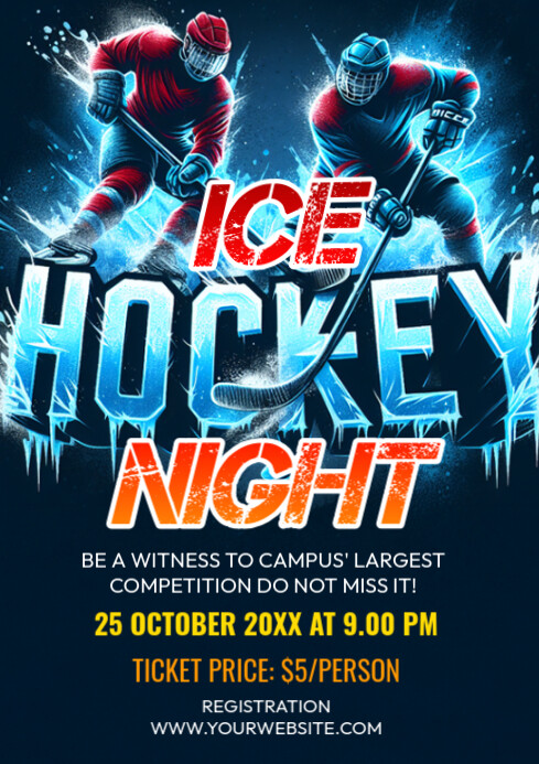 Ice Hockey Night Events Banner Template | PosterMyWall