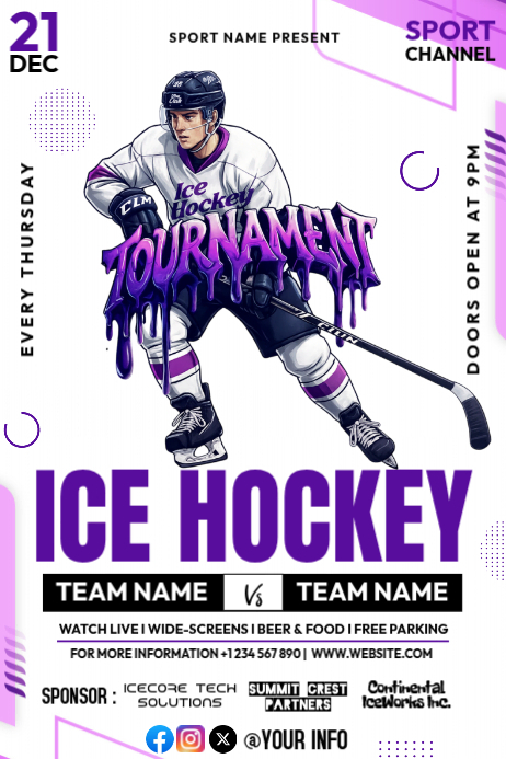 Ice Hockey Tournament Poster Template | PosterMyWall