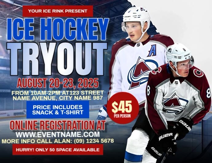 Ice Hockey Tryout Template | PosterMyWall